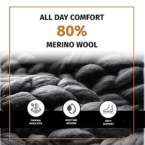 FUN TOES Boot Socks for Men, 3 Pairs Durable Thermal Insulated 80% Merino Wool Warm Hiking for Winter, Indoor or Outdoor (1 Black/1 Brown/1 Green)