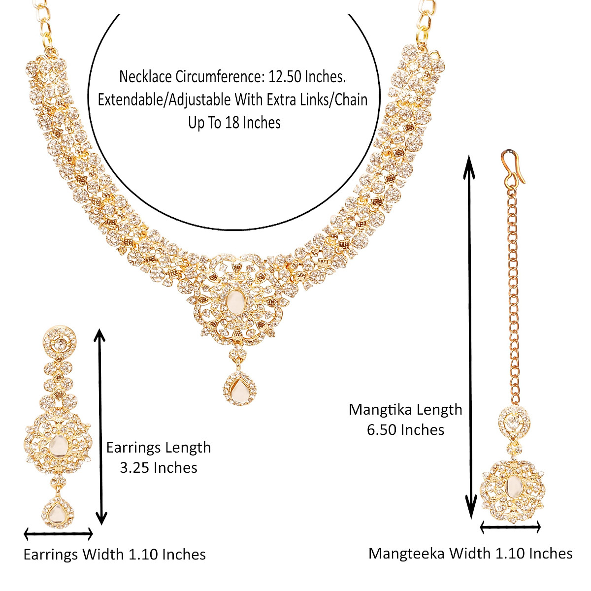 Touchstone Indian Bollywood Contemporary Fabulous Style Definition Rhinestone Designer Jewelry Wedding Necklace Set In Gold Tone For Women.