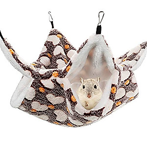 Small Pet Cage Hammock, Double-Layer Rat Hammock Hanging Bed, Warm Ferret Cage Hammock, Pet Swinging Bed for Sugar Glider Fleece Chinchilla Parrot Guinea Pig Squirrel Hamster Playing Sleeping