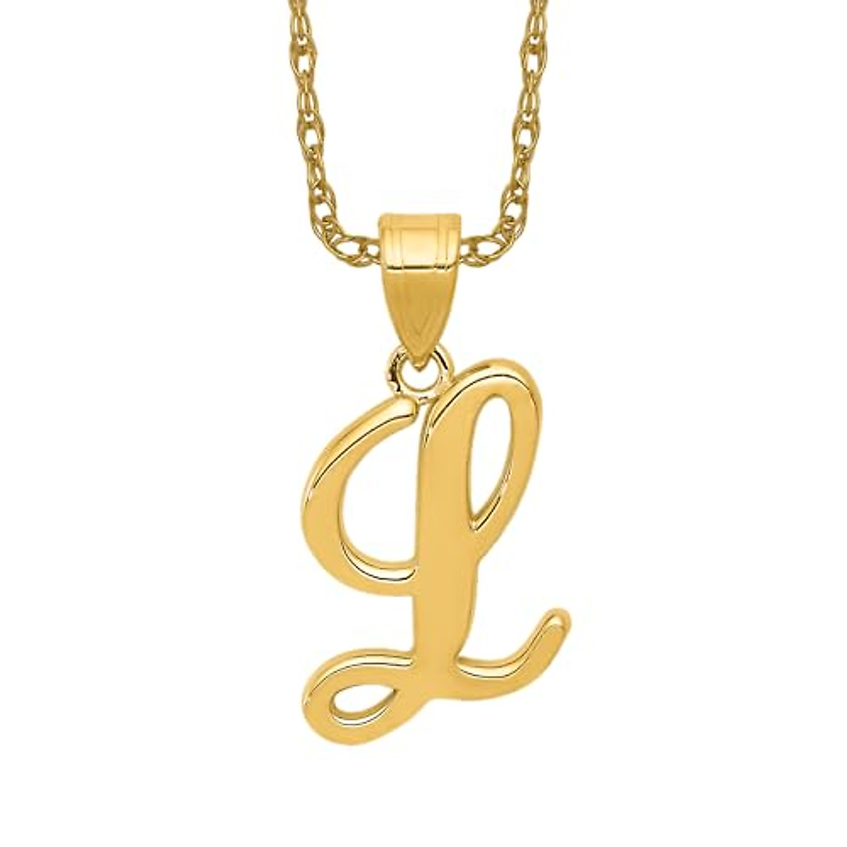 14K Yellow Gold Dainty Letter L Initial Name Monogram Necklace Charm Pendant Only