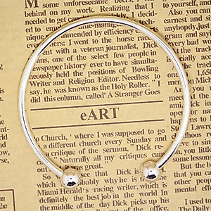 RUBYCA 10pcs White Silver Plated Bangle Bracelet Screw End Ball Cuff Charm Beads DIY Jewelry