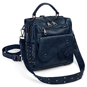 Uromee Backpack Purse for Women Vegan Leather Rivet Studded Ladies Fashion Travel Small Shoulder Bag Convertible