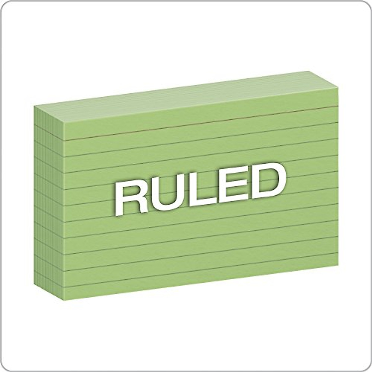 Oxford Ruled Color Index Cards, 3" x 5", Green, 100 Per Pack (7321 GRE)