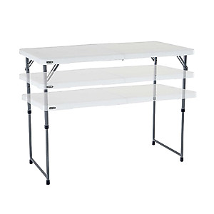 Lifetime Height Adjustable Craft Camping and Utility Folding Table, 4 Foot, 4'/48 x 24, White Granite