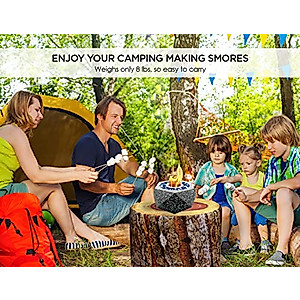 Tabletop Fire Pit Table Top Firepit Indoor Fire Pit Tabletop Fireplace with Collapsible Skewer 3 Golden Plates Portable to Outdoor Patio Balcony to Roast Smores Rubbing Alcohol Fuel 11" Large Bowl