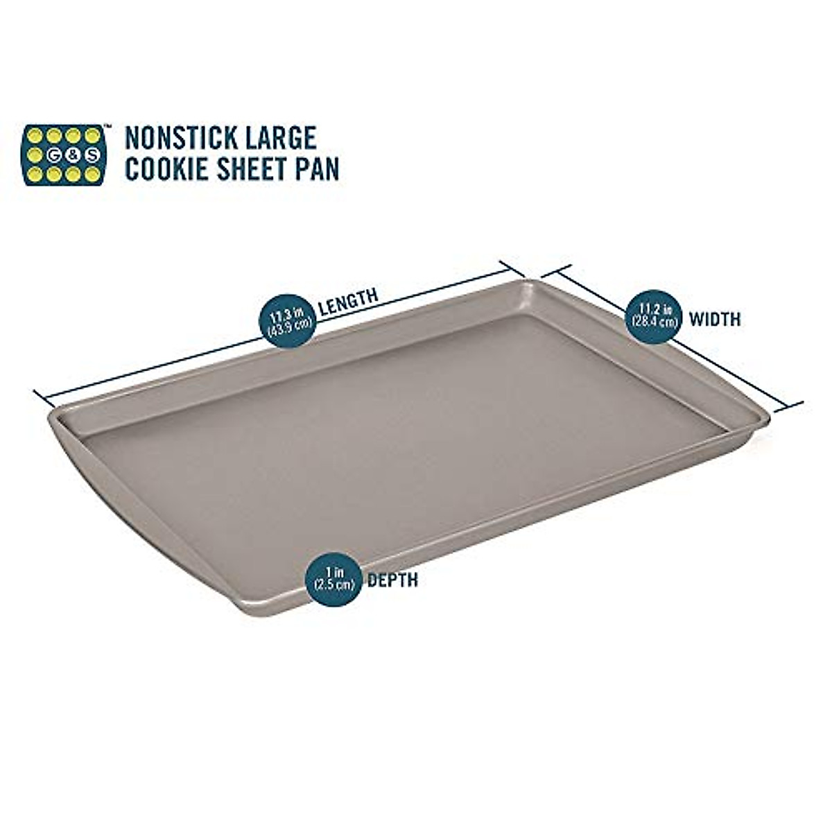 G & S Metal Products Company OvenStuff Nonstick Large Cookie Sheet Pan, Set of 2, grey