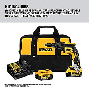 DEWALT 20V MAX* XR Screw Gun with Adjustable Torque and Clutch, Brushless (DCF622M2)