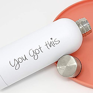Milky Chic You Got This Water Bottle, 17oz Insulated Stainless Steel Flask with Motivational Quote for Travel, Picnic, Gym and Camping, Leakproof and No Sweat, Keeps Drinks Hot and Cold
