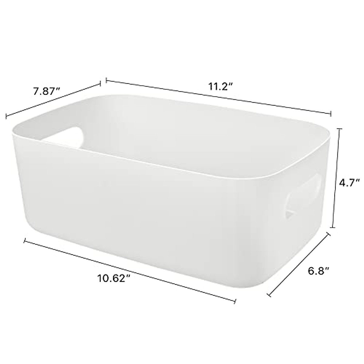 CozyCat Plastic Storage Bins , Pantry Collection & Fridge Organizer Bins, White Multi-Use Boxes, Baskets with Handles, for Bathroom, Restroom and Kitchen (4 pack)