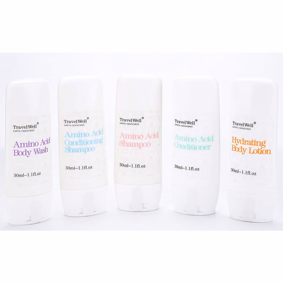 Travel Well Hotel Shampoo and Conditioner Supplies for Guests 2 in 1, 1.0 Fl Oz/30ml, Individually Wrapped 50 Bottles per Box | Travel Size Toiletries | Hotel Toiletries Bulk Set