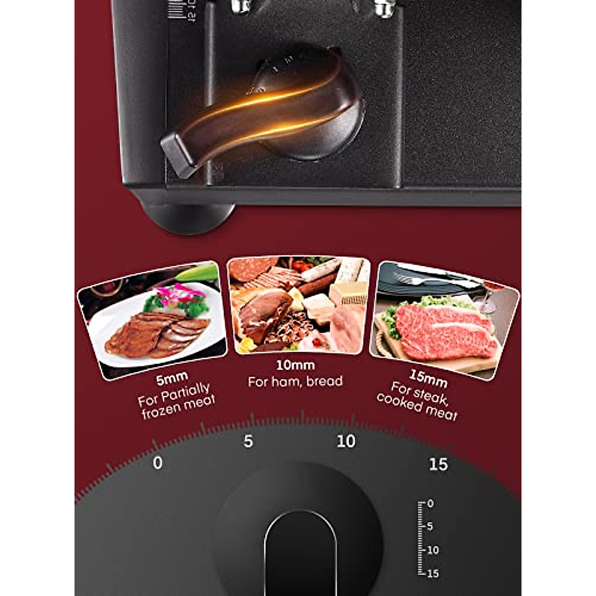 FOHERE Meat Slicer for Home Use, 200W Electric Deli Food Slicer with Removable Two 7.5” Blades, 0-15 Precise Thickness Knob Cut Deli Food, Meat Ham Bread Fruit, Include Food Carriage, Black