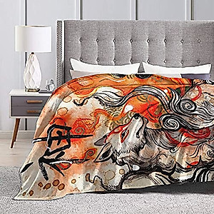 Throw Blanket Okami Amaterasu Ultra-Soft Micro Fleece Blanket for Couch Sofa Bed Living Room 60"X50"