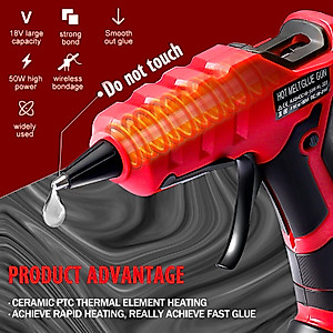 2 AH Battery Cordless Hot Glue Gun, Suitable for Milwaukee M18 18V Li-ion Battery,for Arts & Crafts & DIY & Repairs, 30s Quick Preheat Hot Melt Glue Gun with 30 Pcs Glue Sticks(7 * 150mm)