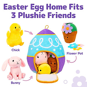 PREXTEX Easter Egg Stuffed Animals Plushie with Toy Accessories - Zip Up Small Toys with Storage | Kids Stuffed Animal Dolls, Baby Gift Bag, Party Favor, Birthday Gift Set | Baby Boy & Girl Age 3-5+