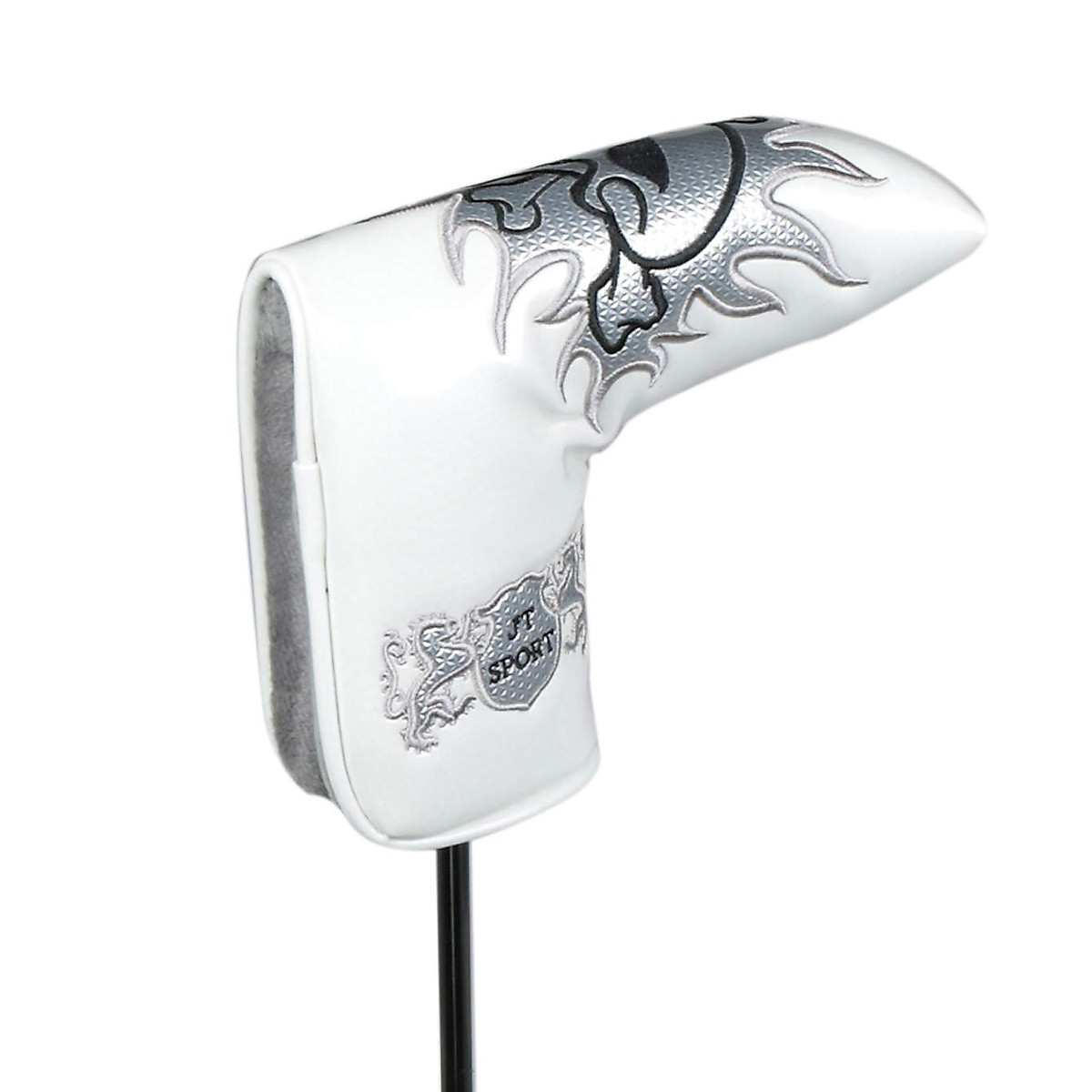 HAIYUE Golf Head Cover Putter Sports Skull Blade Club Headcovers Magnetic Closure Mirror Synthetic Pu Leather Embroidered Blade Fit All Brands Gift Accessories for Men Women White