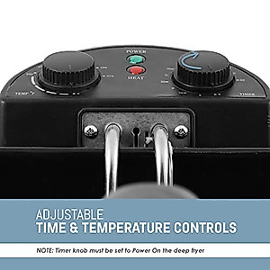 Elite Gourmet EDF-401T Electric Immersion Deep Fryer 3-Baskets, 1700-Watt, Timer Control, Adjustable Temperature, Lid with Viewing Window and Odor Free Filter, Stainless Steel and Black