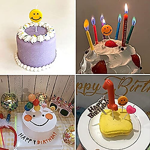5 Pcs Smiley Face Birthday Candles, Smile Expression Candles, Birthday Cake Decorations