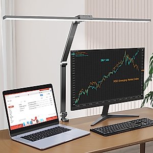 Vicsoon Desk lamp,32 Inch Architect LED Clamp Desk lamp 20W,Overhead Monitor Desk lamp Wide Light,Adjustable Workbench Task Lighting 3 Color Modes and Dimmable Desk Light for Office Workspace