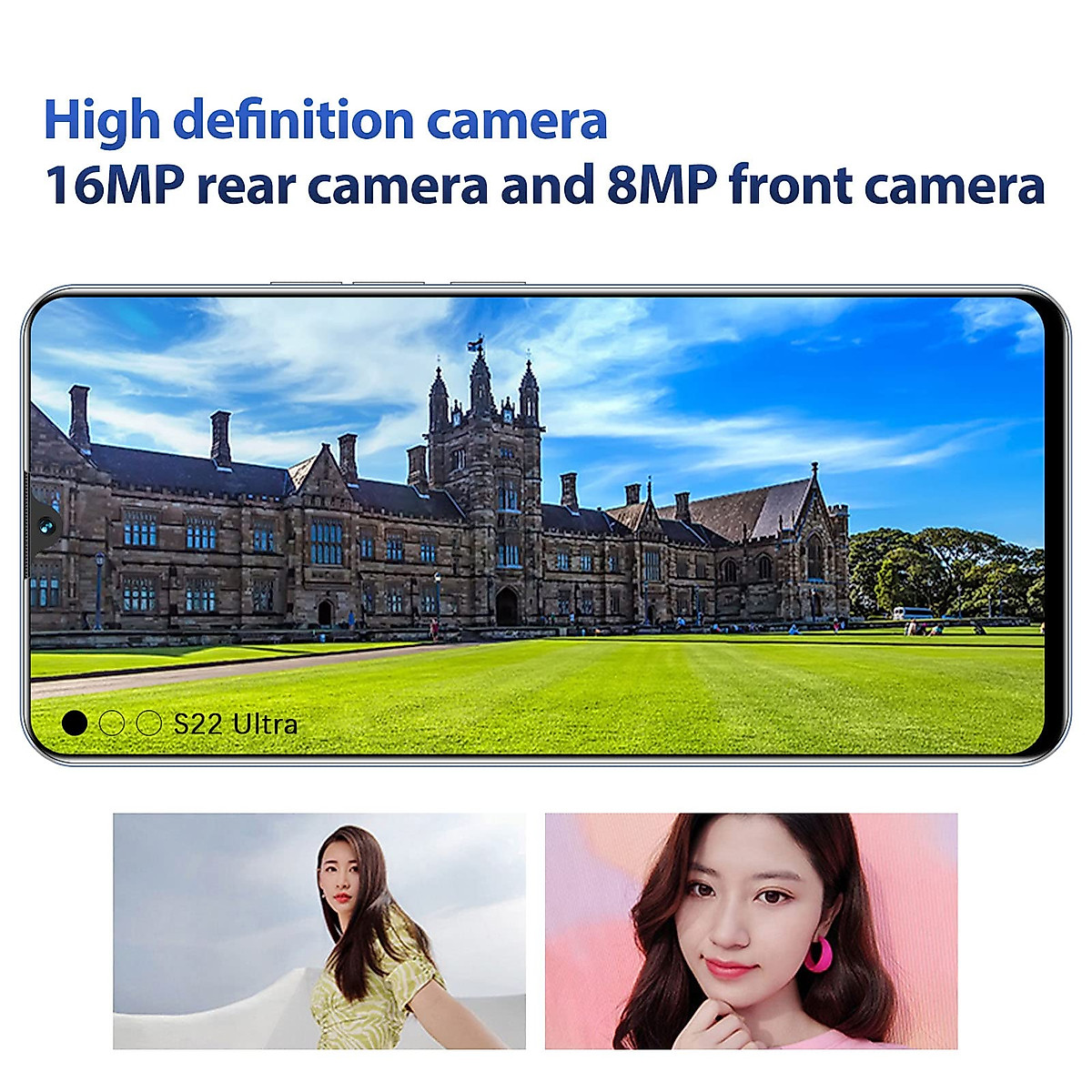 S22 Ultra 5G 6.3in Smartphone, 4GB 64GB MTK6889 10 Core Cell Phone with 8MP 16MP Camera, Unlocked Android Cell Phone for Android 12 100?240V Rose GoldX[US]