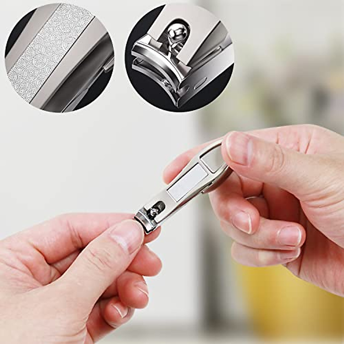 Nail Clipper Set, Professional Nail Clippers for Fingernails and Toenails, 2pcs Stainless Steel Splash Proof Nail Trimmer Nail Cutter Ingrown Toenail Thick Nails Tool Clipper Set