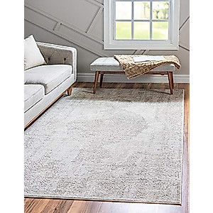 Rugs.com Oregon Collection Rug – 6' x 9' Ivory Low-Pile Rug Perfect for Living Rooms, Large Dining Rooms, Open Floorplans
