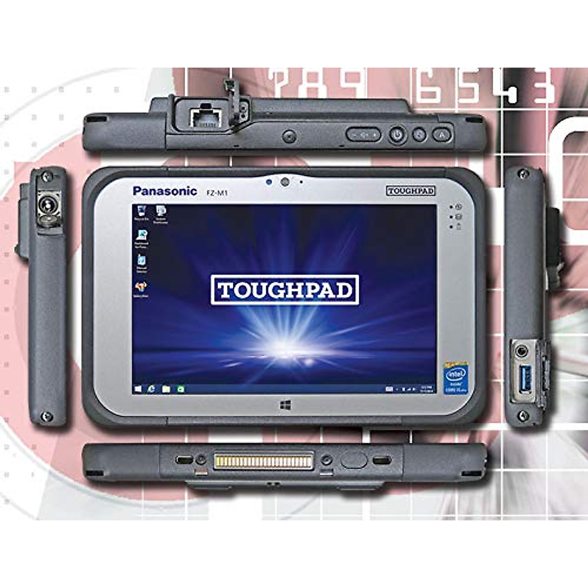 Panasonic Toughpad M1, FZ-M1, FZ-M1CEBEABM, Intel Core i5-4302Y @1.6GHz, 8GB, 128GB SSD, Wi-fi, Bluetooth, 4G LTE, Win 10 Pro, TPM 1.2, Camera, Webcam, 2D Barcode Laser (EA30), Bridge Battery