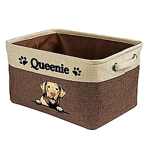 MALIHONG Custom Foldable Storage Basket with Cute Dog Chesapeake Bay Retriever Collapsible Sturdy Fabric Pet Toys Storage Bin Cube with Handles for Organizing Shelf Home Closet, Brown and White