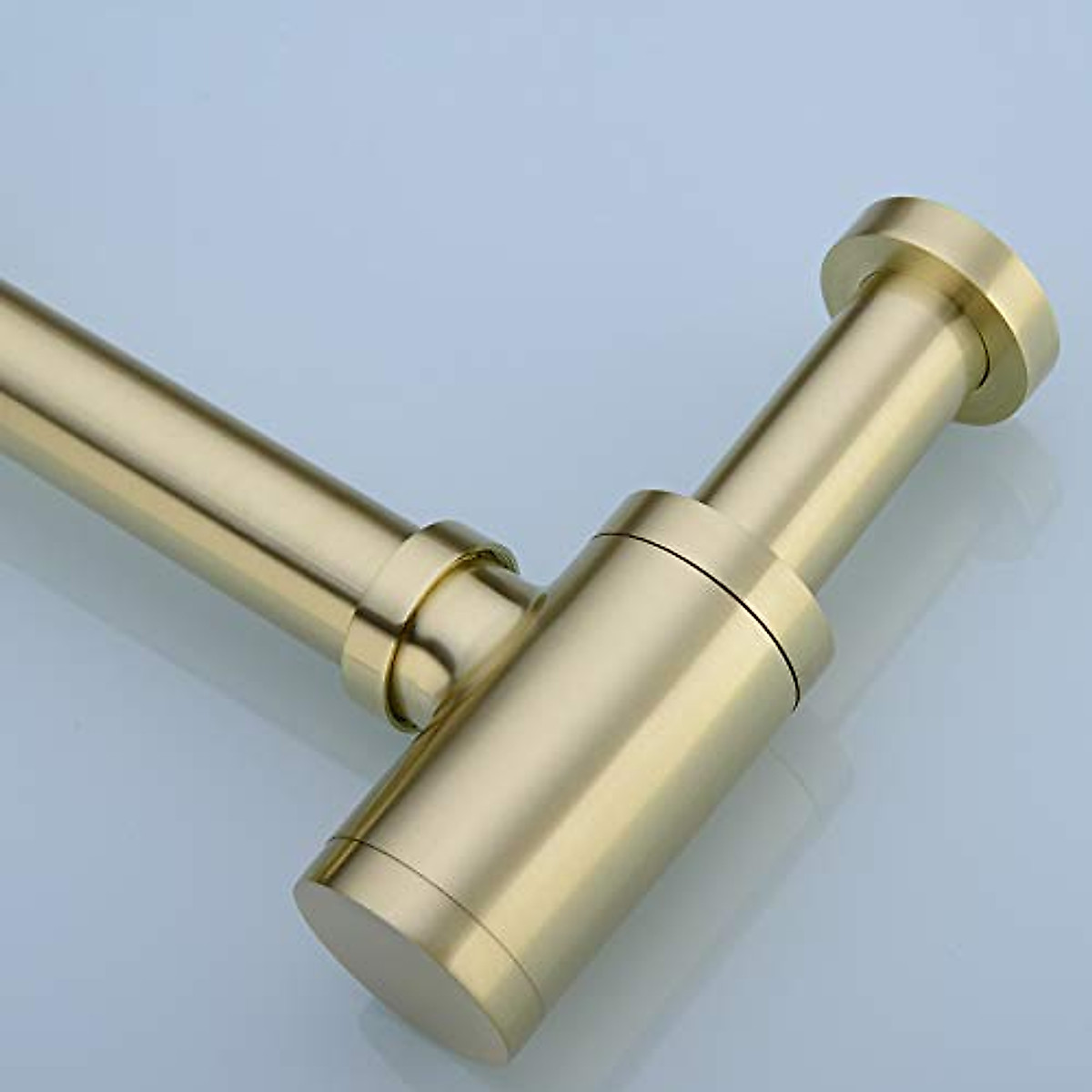 Orhemus Brass Round Bottle P Trap, Basin Sink Waste Trap Drain Tube Kit Adjustable Height, Brushed Gold Finished