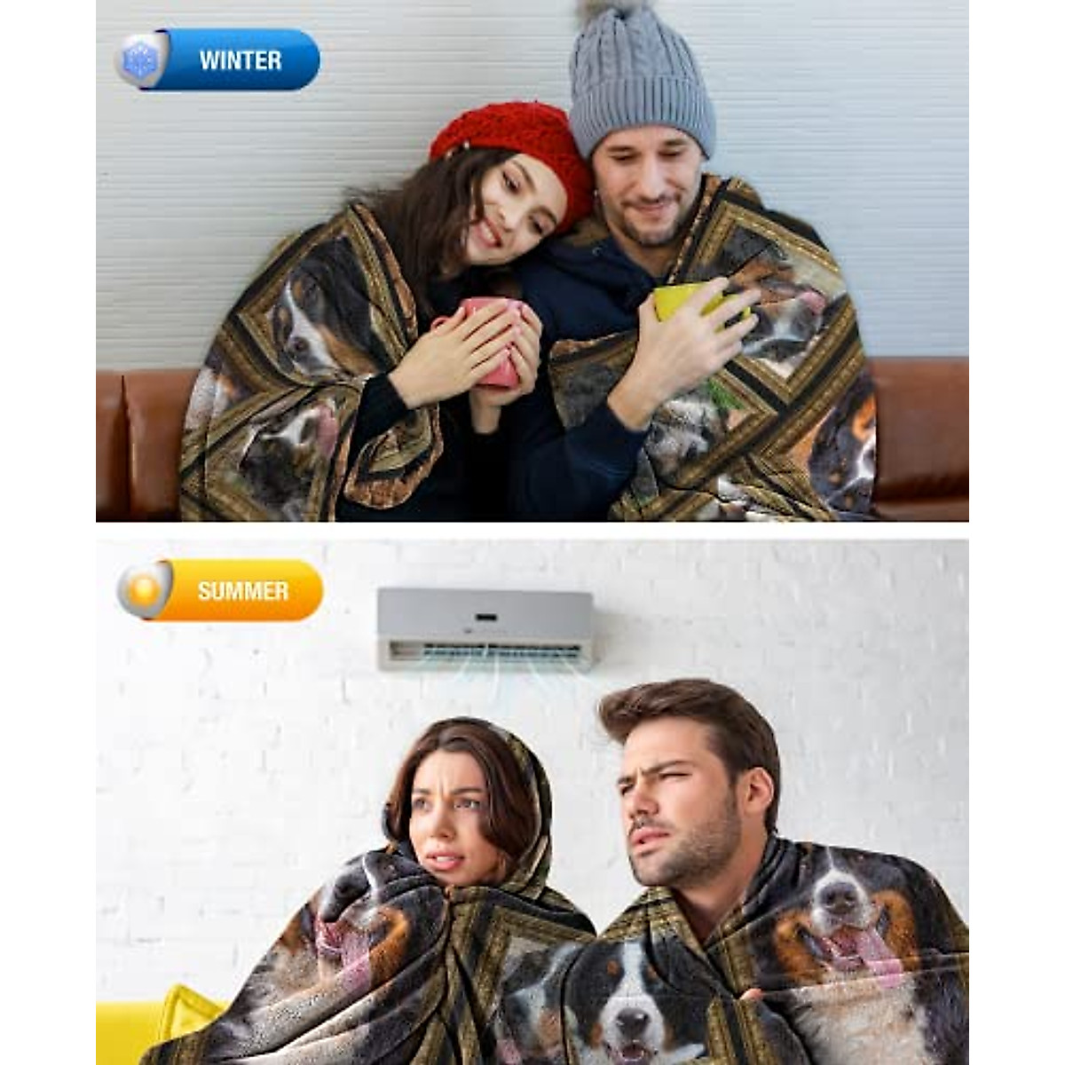 Throw Blanket Bernese Mountain Dog Blankets Fuzzy Fleece Soft Blanket Cozy Warm Travel Blanket for Couch Sofa or Bed, Dogs Lover Gift, 60 x 80 Inch