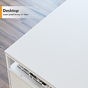 CubiCubi Computer Desk with Drawers, 47 Inch Home Office Desk, Study Writing Table, Modern Office Desk, White