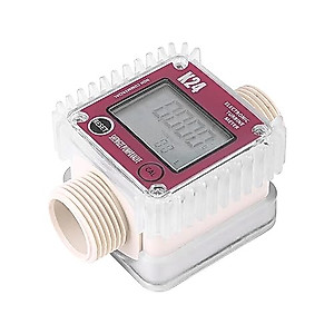 XAXAX Water Flow Meter, 1pc K24 Digital Oil Fuel Meter, Gauge Meter for Chemicals Liquid Water Ultrasonic Hot in Industrial Commercial,Gallon, QTS, PTS, L, m³(Red Horizontal)
