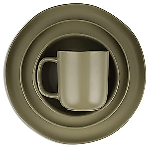 Stone Lain Tom Stoneware Reactive Glaze Dinnerware Set, 16-Piece Service for 4, Olive
