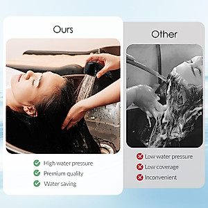 Bathtub Faucet Sprayer Attachment - Portable Shampoo Bowl Sink Shower Head and Black Rubber Hose Replacement Part for Salon, Barber Shop, Spa, Rehab