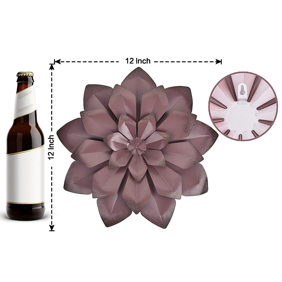 EASICUTI Brown Metal Flower Wall Art Decor Hanging For Indoor Outdoor Home Bathroom Kitchen Dining Room Bedroom Living Room Office Or Wall Sculptures 12 Inch