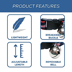 MLB CAT COLLAR. - ATLANTA BRAVES CAT COLLAR. - Strong & Adjustable BASEBALL Cat Collars with Metal Jingle Bell