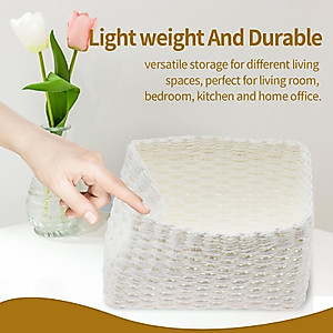 Set of 3 White Woven Baskets - Table Organizer, Natural and Eco-Friendly Storage Solution, Storage Baskets for Shelves, Toy Storage, Sustanabile Paper Rope Material