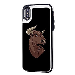 Elegant Bull Head Wallet Phone Cases Fashion Leather Design Protective Shell Shockproof Cover Compatible with iPhone X/XS