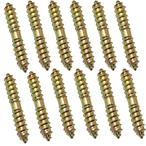 PZRT 12pcs 6x40MM Dowel Screw Zinc Plated Iron Double Ended Screw Self Tapping Furniture Screw
