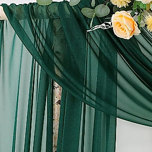 Socomi Wedding Arch Draping Fabric 29" x 20Ft 1 Panel Emerald Green Sheer Curtain Drapes Extra Long for Wedding Ceremony Birthday Party Decoration