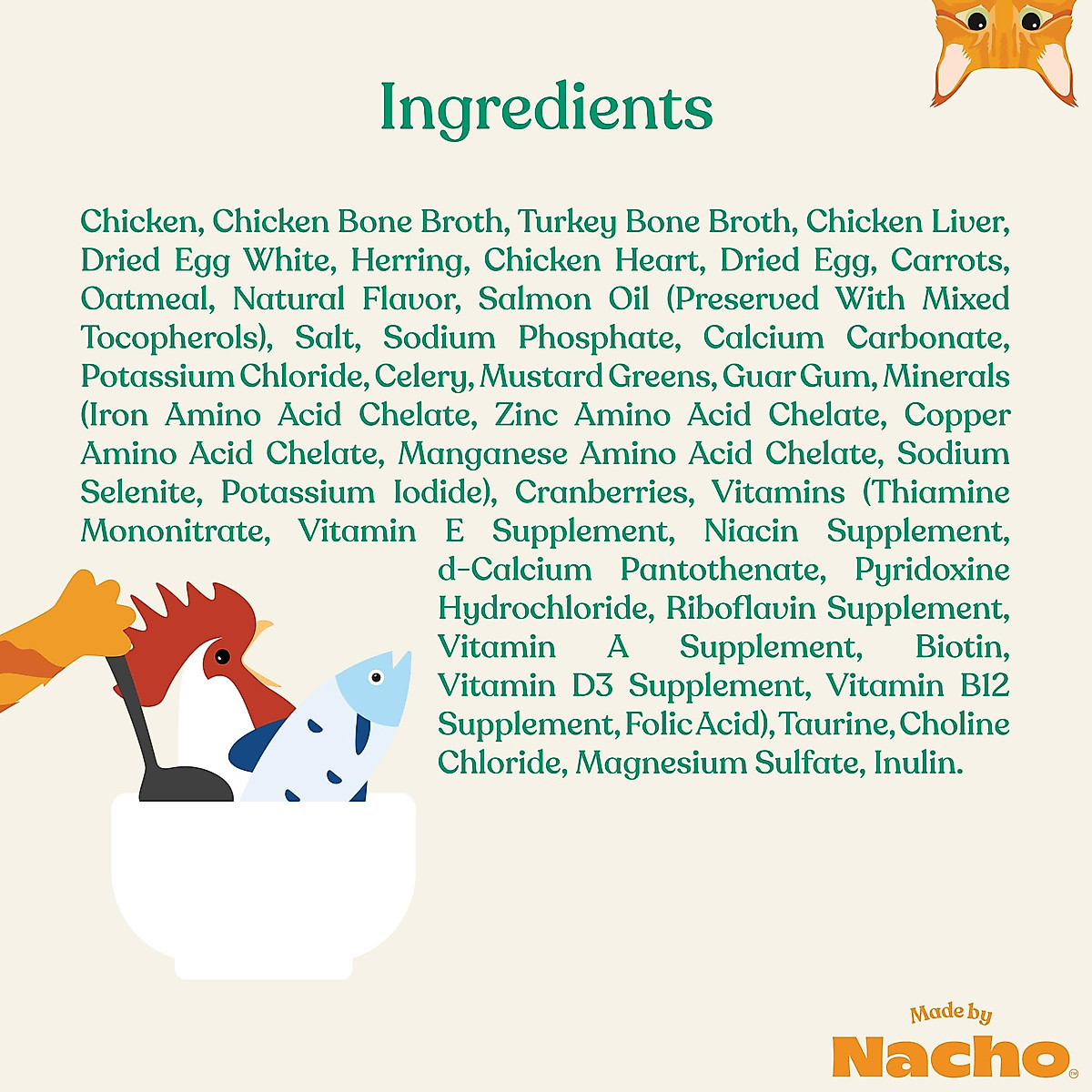 Made by Nacho Premium Minced Wet Cat Food with Hydrating Bone Broth 3.0oz (24 Packs) (Cage-Free Chicken and Wild-Caught Herring)