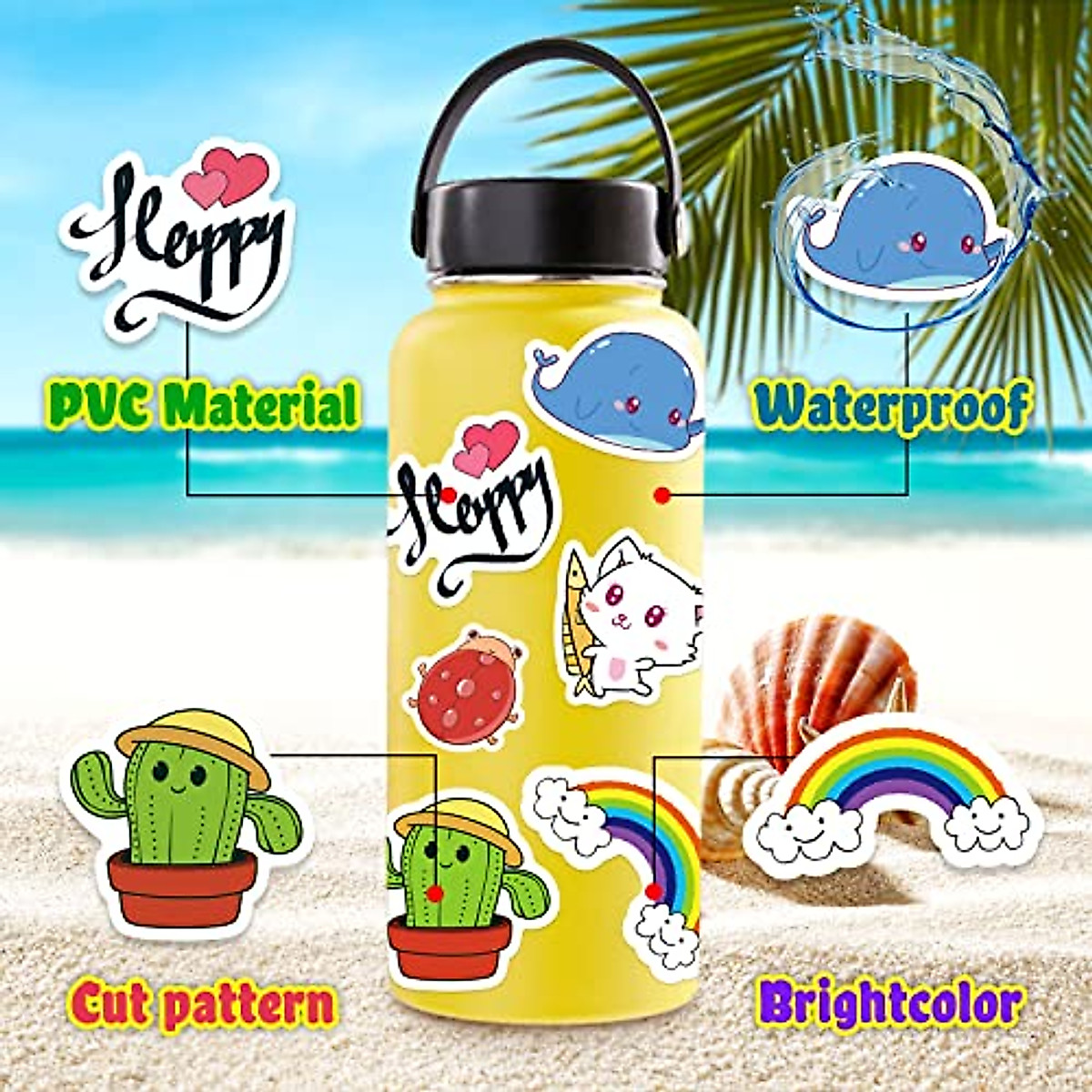 800Pcs Water Bottle Stickers, Stickers for Kids, Vinyl Waterproof Cool Scrapbook Stickers Pack for Laptop Skateboard Computer Guitar, Mixed Colorful Stickers for Teens Kids Boys Girls