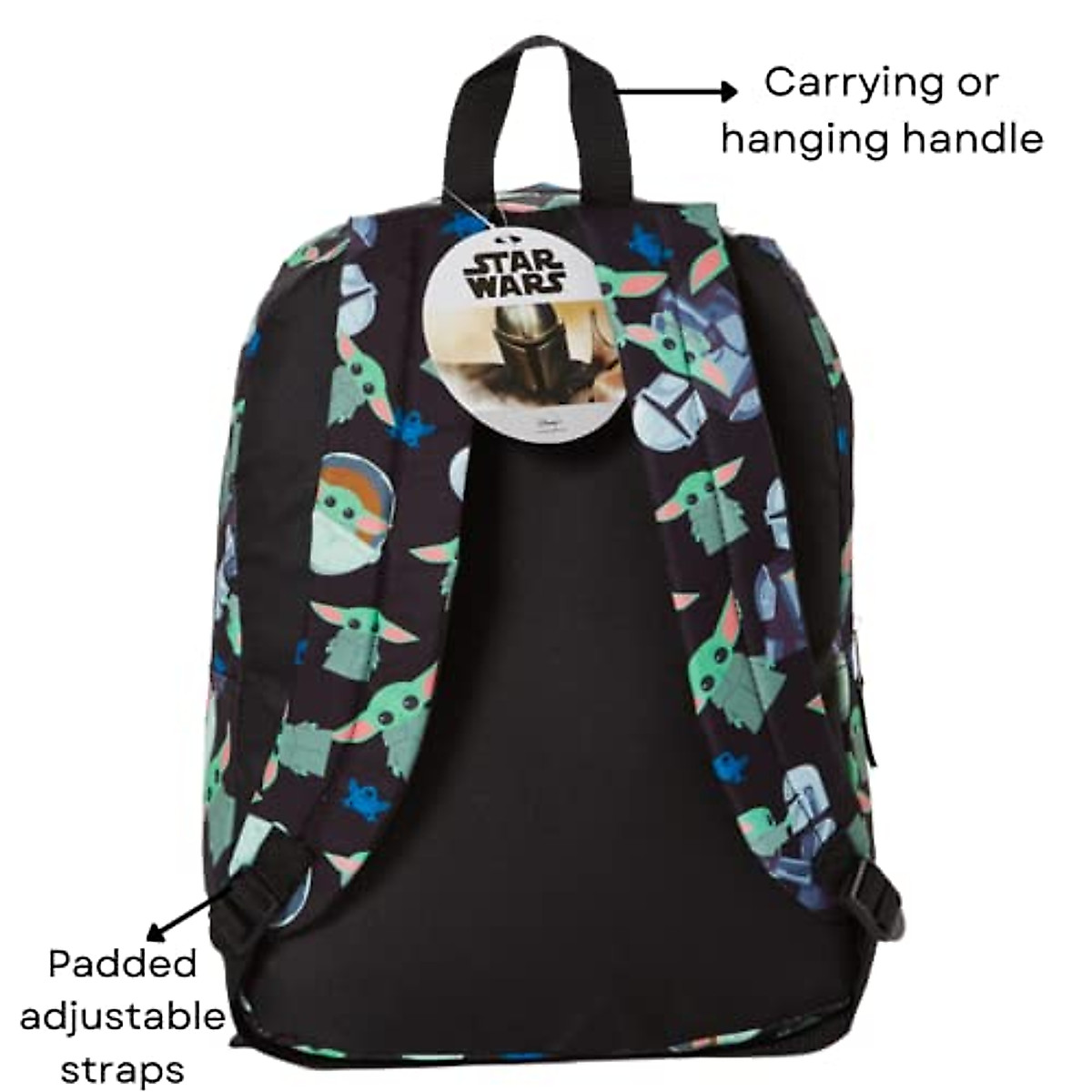 RALME Star Wars Mandalorian Baby Yoda Backpack for Kids and Adults, 16 inch