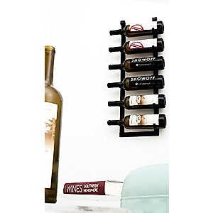 VintageView Le Rustique 6 Bottle Wall Mounted Wine Rack Stylish Modern Wine Storage with Label Forward Design (Matte Black, Set of 3)