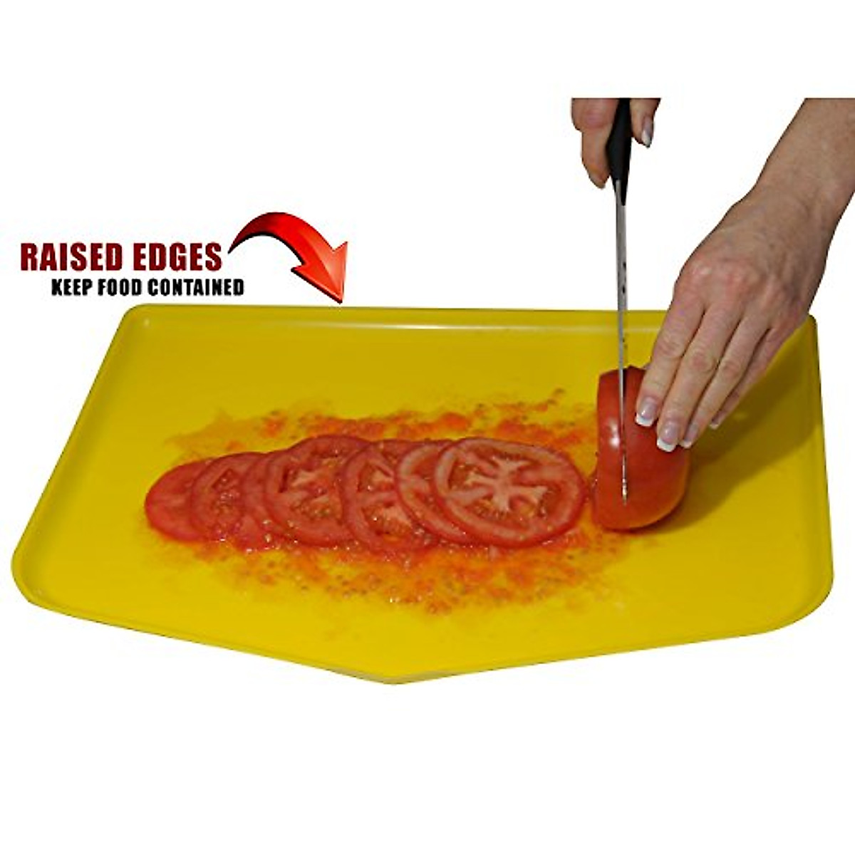 Chop Keeper Chopping Tray with Raised Sides and Easy-Guide Funnel, Red, Green and Yellow, 3-Pack - Argee RG909/3