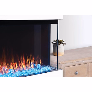 Napoleon Trivista Primis 60 3-Sided Electric Linear Fireplace - Built-in Design - Multi-Color Flames with Large Crystal Cubes and Natural Looking Birch Logs - NEFB60H-3SV