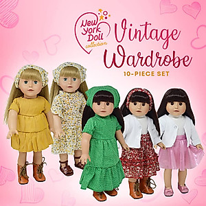 18 Inch Doll Clothes Dress and Doll Accessories (Vintage Clothing Set)