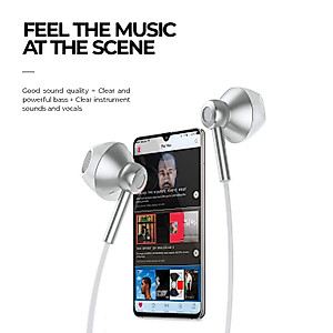 Linklike Earbuds in-Ear Headphones Deep Bass Wired Earbuds with Mic Noise Isolating Hi-Res Quad Drivers Earphones Volume Control Ear Bud Tips Lightweight 3.5mm for iPhone Samsung Laptops