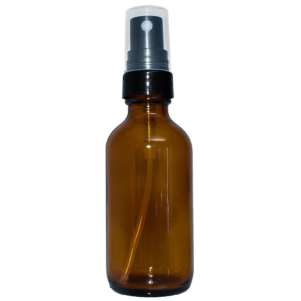 GlassBottleOutlet (Pack of 80) 2 oz. Amber Boston Round with Black Fine-Mist Sprayer