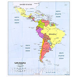 Historic 2006 Wall Map - Latin America. 24in x 30in