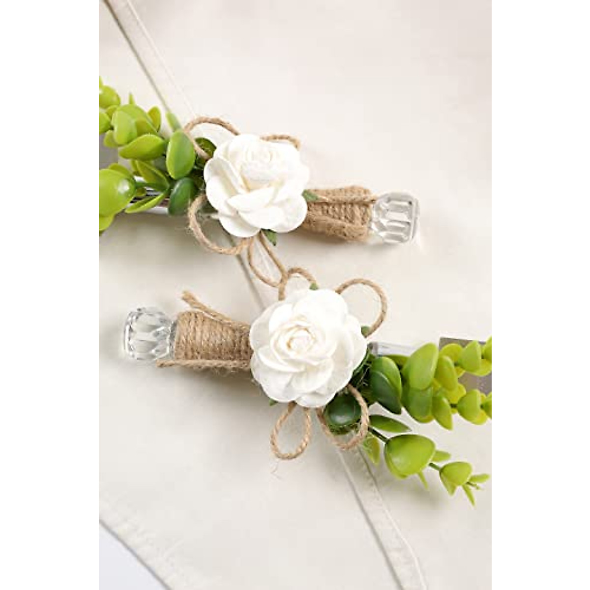 Joy Ceremony Wedding Cake Knife and Server Set, Rustic Cake Cutting and Serving Set - Bridal Cutter Set with Eucalyptus Leaves (White - 2'' Rose)